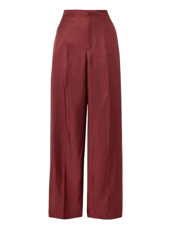 Loulou De Saison Fafila Silk-twill Wide-leg Pants - Wine Red