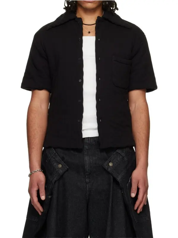 LU'U DAN Wadded Shift Collar Shirt - Black