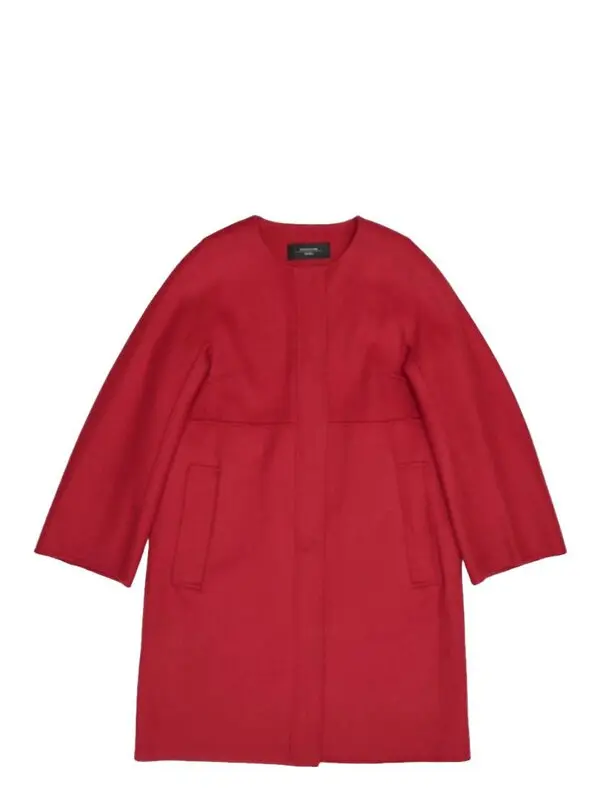 Max Mara Round Neck Coat - Red