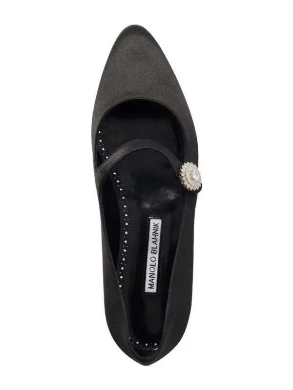 Manolo Blahnik Crystal Embellished Ballet Flats - Black