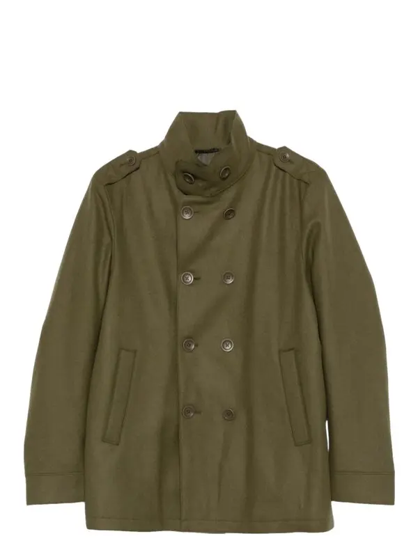 Herno Button-down Jacket With High Collar - Military Green