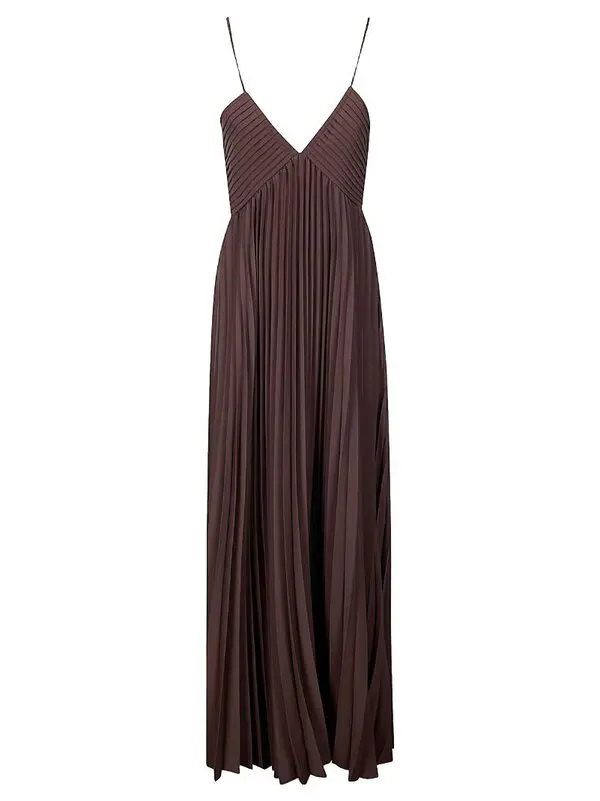 P.a.r.o.s.h Pleated Crisscross Strap Maxi Dress - Black