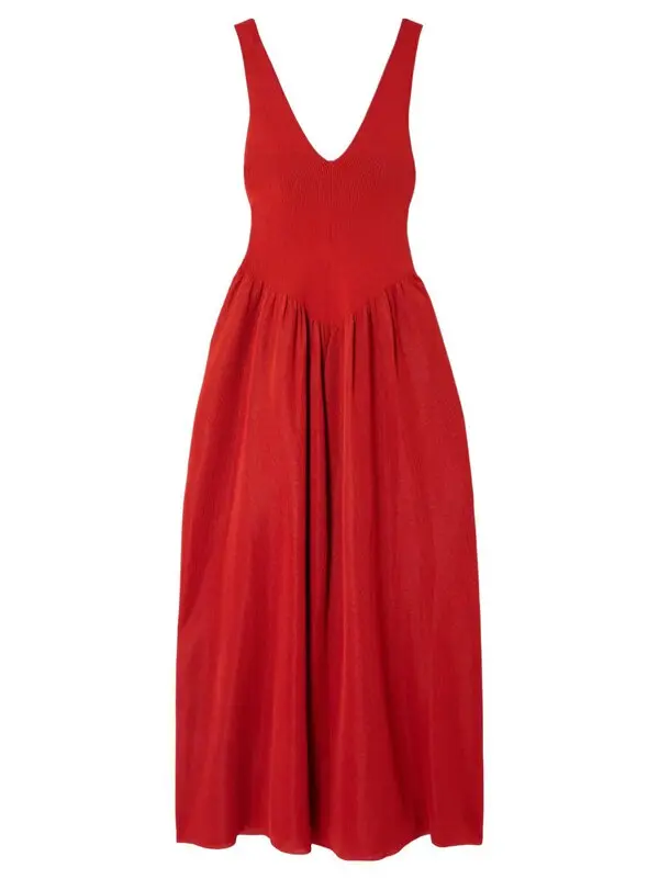 Altuzarra Lollie Gathered V-neck Maxi Dress - Red