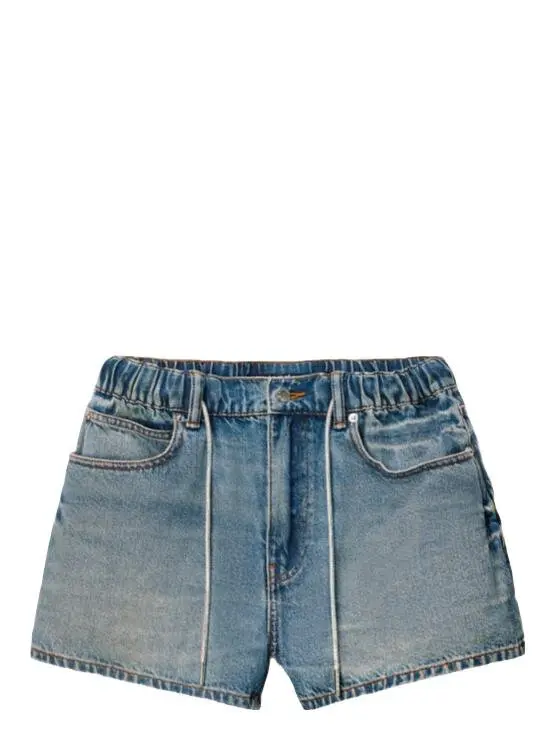 Alexander Wang Marathon Crystal-drawcord Denim Shorts - Light Indigo