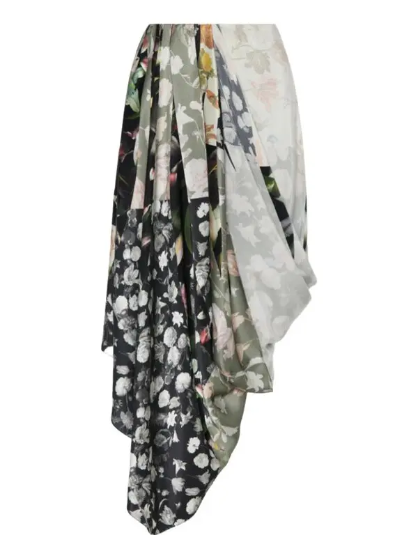 MAISON MARGIELA Floral Draped Midi Skirt - Gray