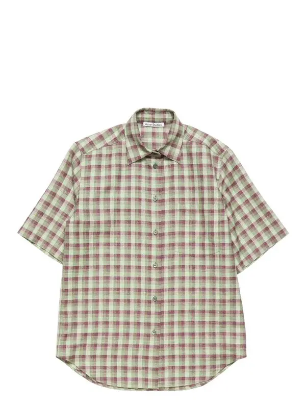 Acne Studios Checked Short Sleeve Shirt - Green/purple