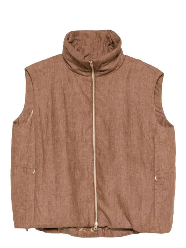 Herno Funnel Neck Zip Gilet - Brown