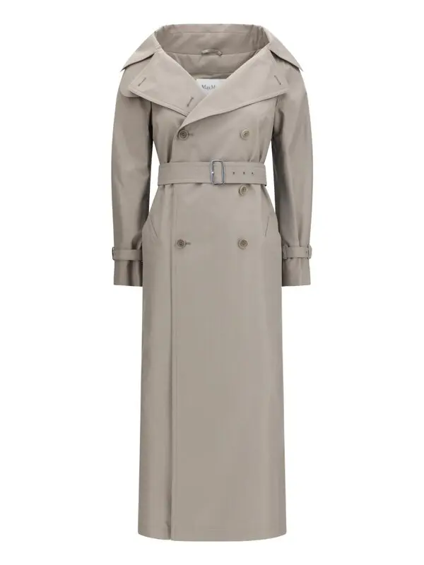 Max Mara Buckled Collared Trench Coat - Medium Gray