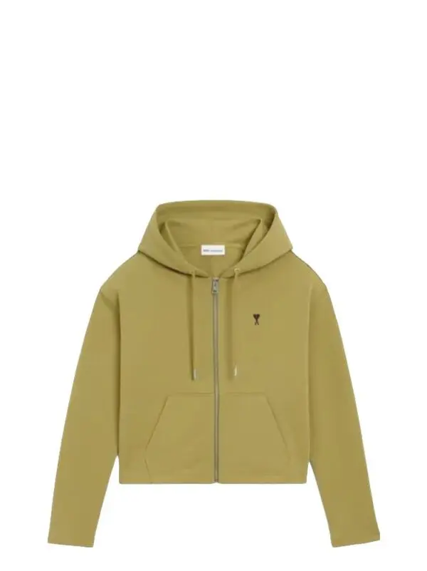 Ami Logo Zip-up Hoodie - Green