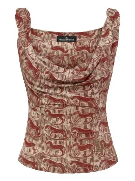 VIVIENNE WESTWOOD Printed Cowl Neck Top - Red Rocking Horses