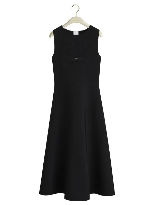 Dior Mid-length Flared Dress With Bow Detail - Black