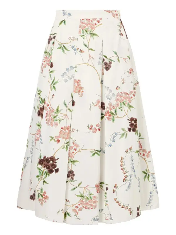 Erdem Floral-pattern Pleated Midi Skirt - White