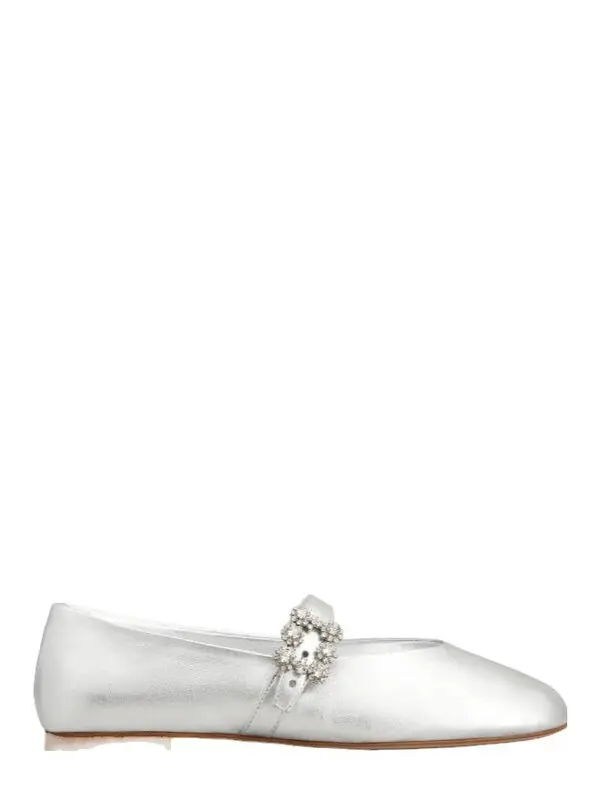 ROGER VIVIER Ballet Flats With Crystal Buckle - Silver
