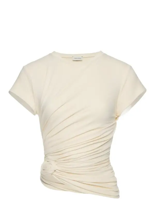 Magda Butrym Side Knot Draped T-shirt - Cream