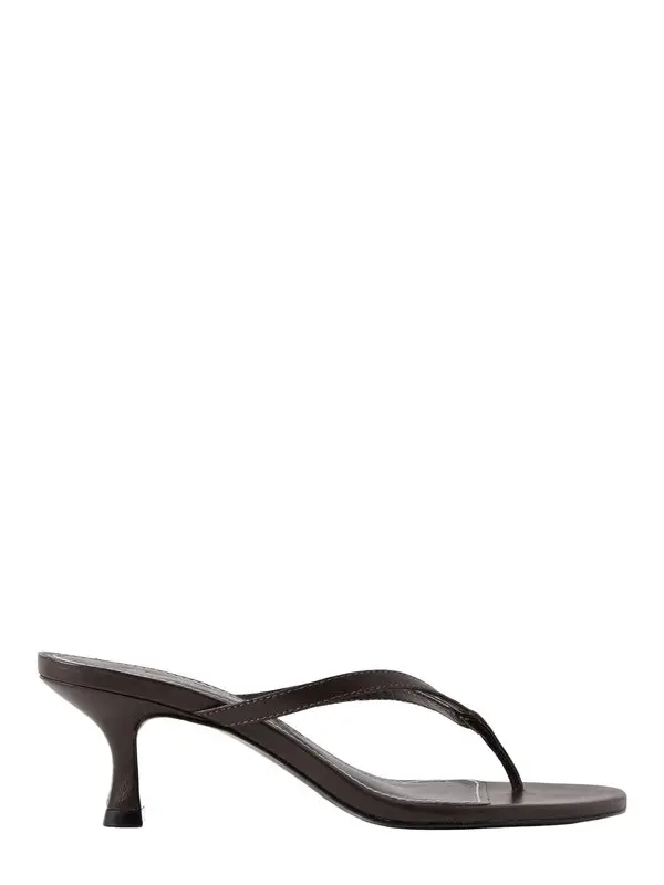 Staud Leather Thong Sandals With Kitten Heel - Black
