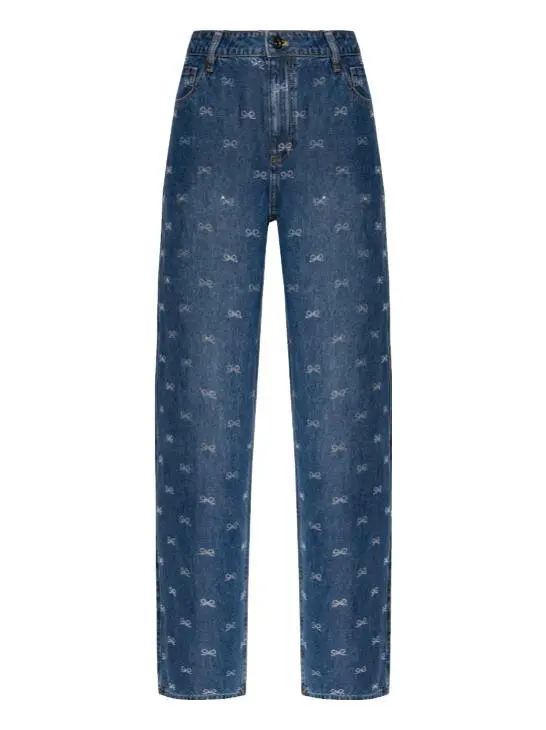 SELF-PORTRAIT Bow Embellished Jeans - Blue