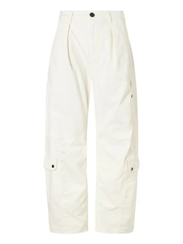 Citizens Of Humanity Flight Pleated Organic Cotton-blend Twill Barrel-leg Pants - Plaster
