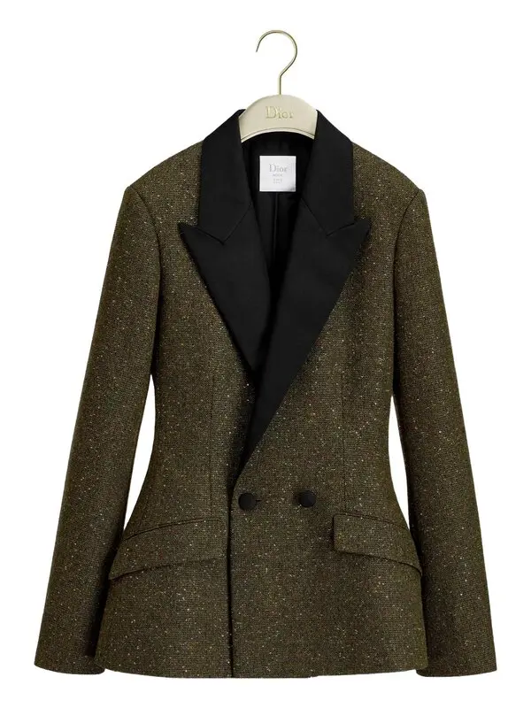 Dior Fitted Embellished Double-breasted Jacket - Khaki
