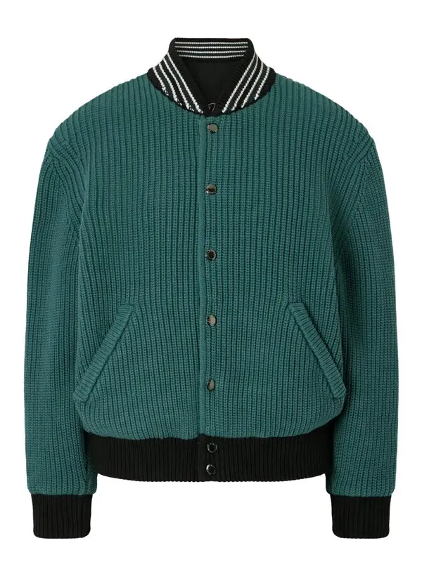 Aimé Leon Dore Reversible Knit Bomber Jacket - Green