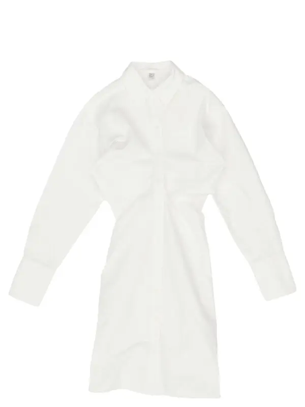 TOTEME Collared Long Sleeve Shirt Dress With Pleated Details - No