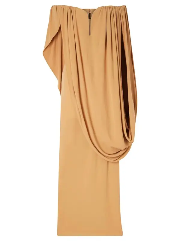 Stella McCartney Off-the-shoulder Cape-effect Draped Gown - Nude