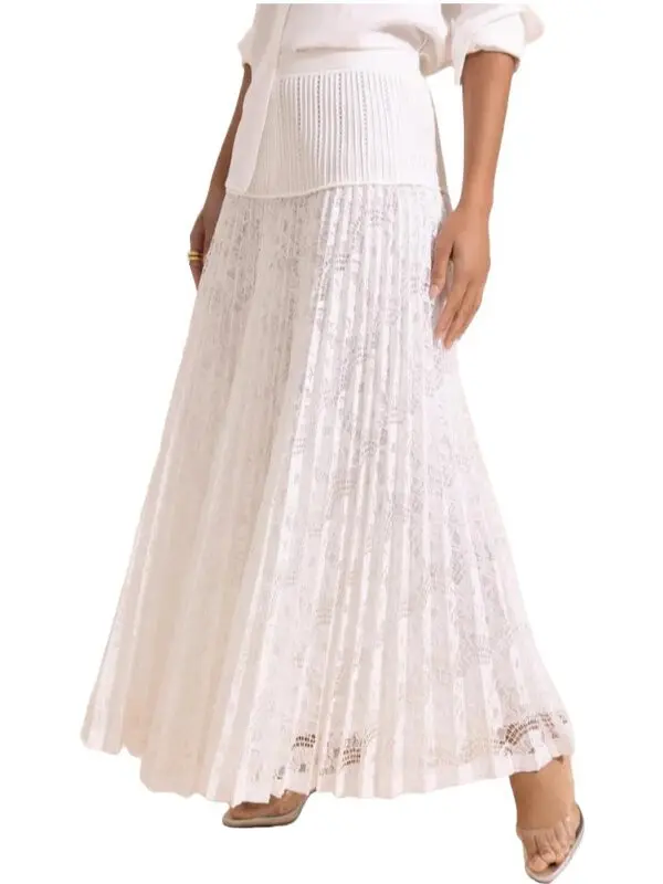 Simkhai Verona Pleated Midi Skirt - Nude