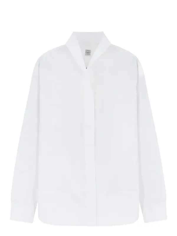 TOTEME High Collar Long Sleeve Shirt - White