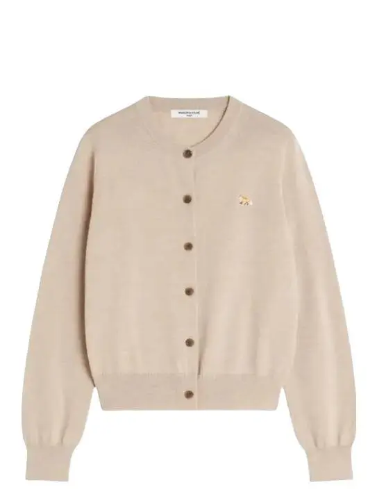 Maison Kitsuné Fox Patch Button Cardigan - Roasted Almond