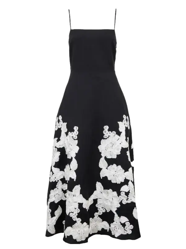 Simkhai Floral Appliqué Strappy Dress - Black