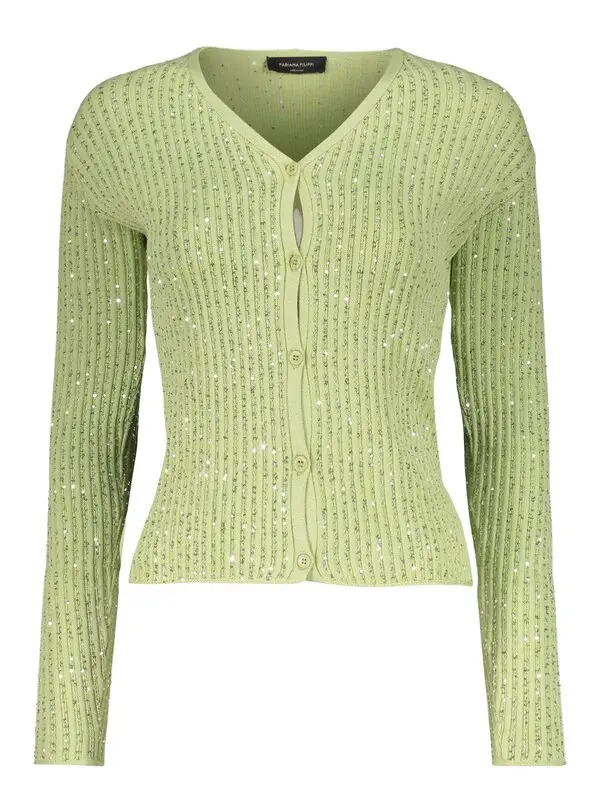 Fabiana Filippi Ribbed Sequin Cardigan - Green