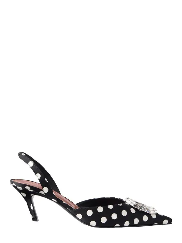 Amina Muaddi Camelia 60 Polka-dot Velvet Slingback Sandals - Black