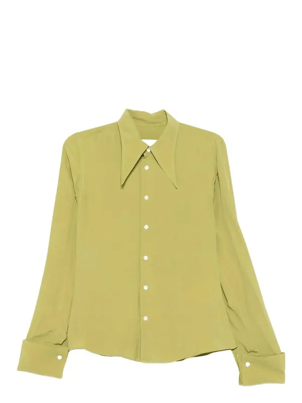 Ami Long Sleeve Shirt With Classic Collar - Green
