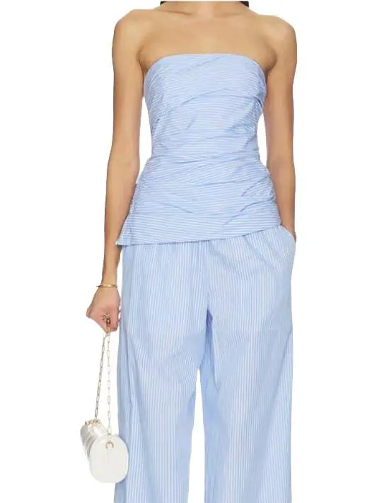 Simkhai Ruched Corset-style Top - Blue