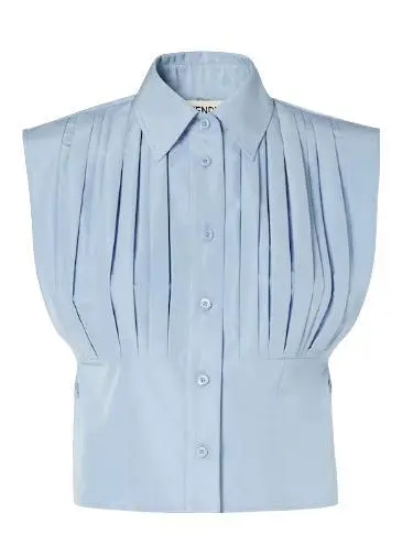 Fendi Sleeveless Pleated Shirt - Light Blue