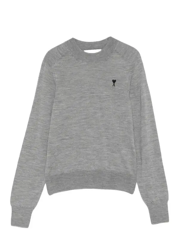 AMI Paris Embroidered Crewneck Jumper - Gray