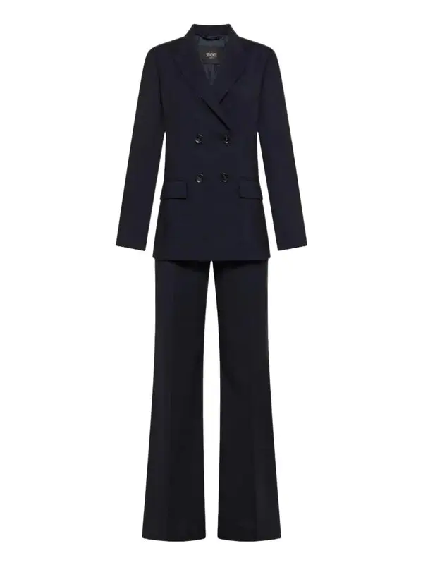 Seventy Double-breasted Wide Leg Suit - Blue