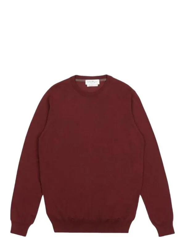 FERRAGAMO Burgundy Round Neck Sweater - Red