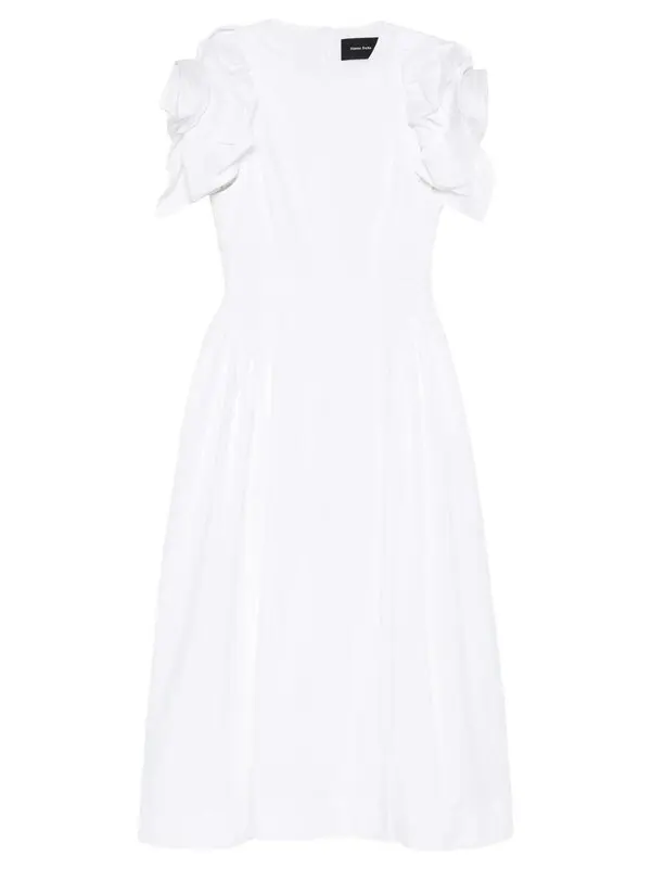 Simone Rocha Round Neck Ruffled Midi Dress - White