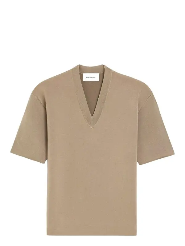 Ami Relaxed V-neck T-shirt - Taupe