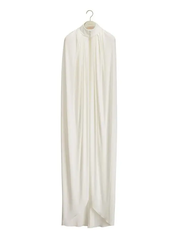 Dior Pleated Cape With Stand Collar - White