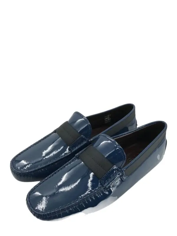 TOD'S Patent Leather Loafers With Elastic Detailing - Blue