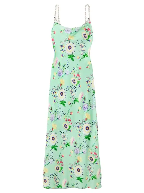 Rabanne Floral Chain Midi Dress - Green