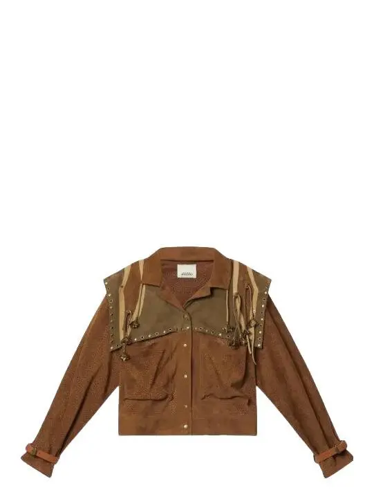 Isabel Marant Étoile Kayae Perforated Suede Embellished Jacket - Brown