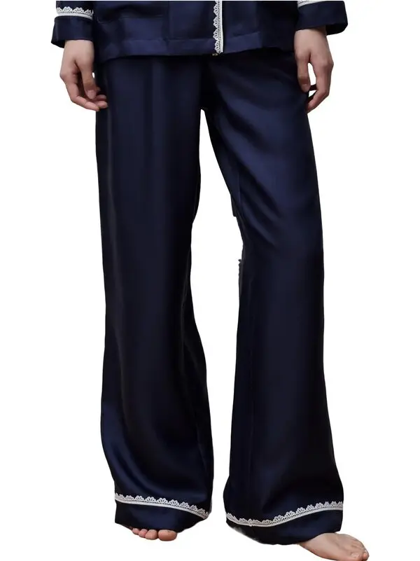 Dior Lace Detail Wide Leg Pants - Black