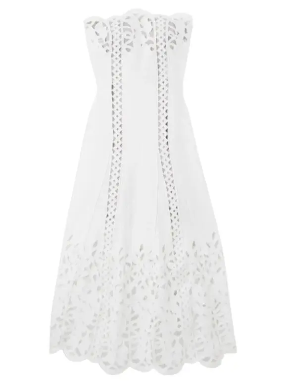 Oscar De La Renta Embroidered Mid-length Dress - White