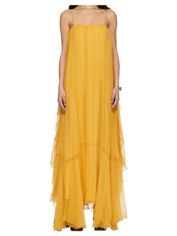 Chloé Sleeveless Maxi Dress With Beaded Straps - Mustard Yellow