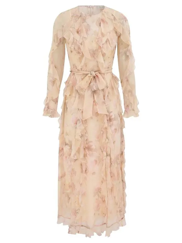 Zimmermann Hypnotic" Frill Ruffled Maxi Dress - Cream Peony