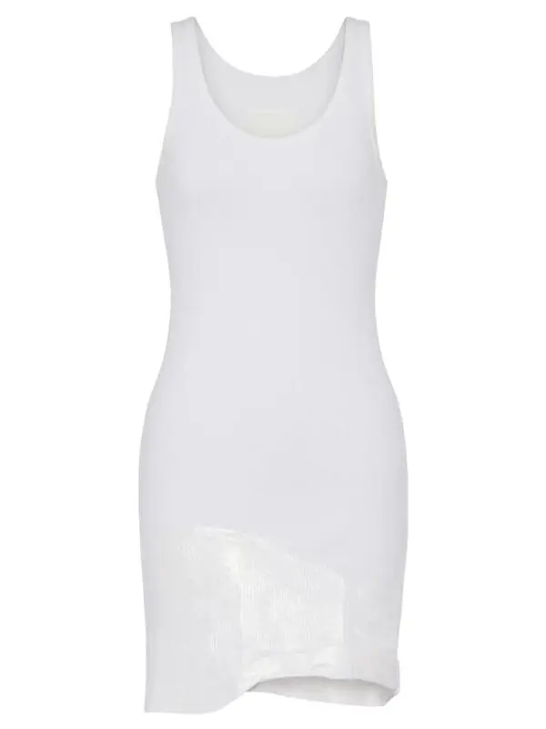 MAISON MARGIELA Taped Ribbed Mini Dress - White