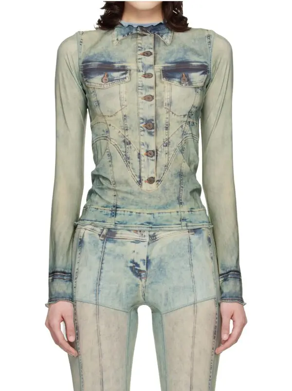 KNWLS Halcyon Trompe-l'œil Printed Fitted Top - Gray