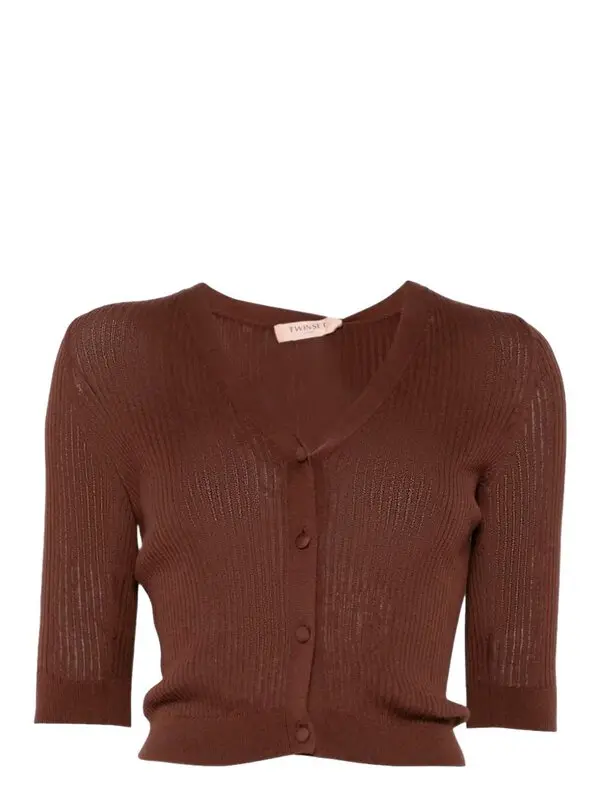 TWINSET Ribbed V-neck Cardigan - Red